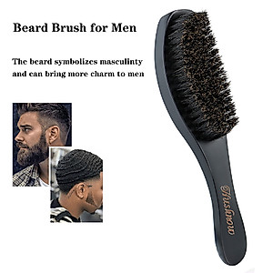 Beard Brush for Men,Boar Bristle Beard Grooming Brush, with Handle 8 Inches Long