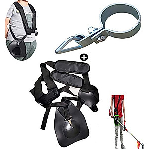 Trimmer Shoulder Strap Harness, Weed Eater Strap Harness + Weed Eater Strap Clamp, Comfort Strap Double Shoulder Garden, for Fits Trimmer Harness Shoulder Strap Garden Lawn Cutter Accessories