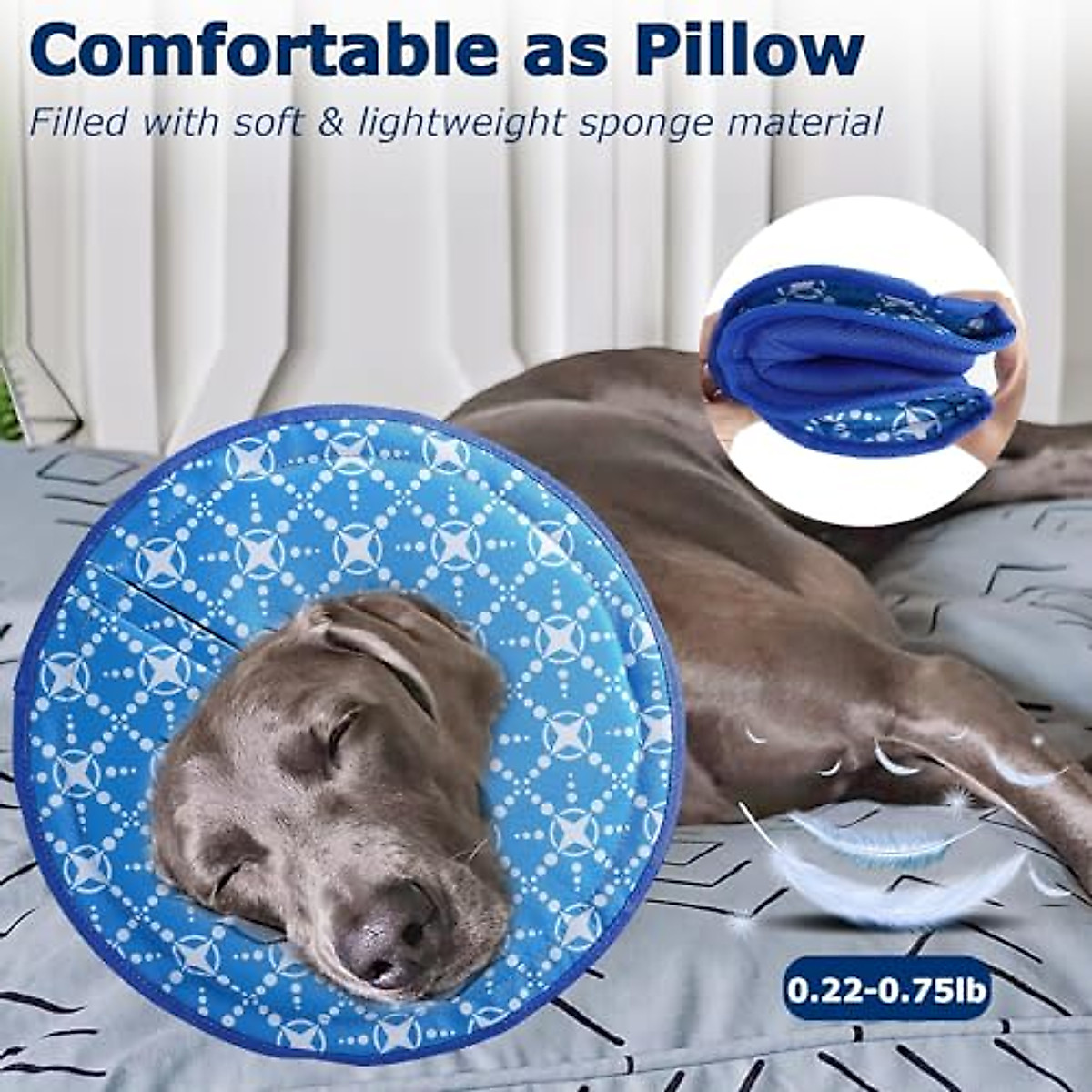 Crazy Felix Soft Dog Cones for Large Medium Small Dogs, Dog Recovery Cone Collar Alternative After Surgery to Stop Licking Scratching, Elizabethan Collar with Hook & Loop Drawstring