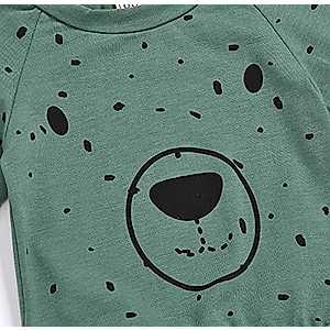 BOUTIKOME Toddler Baby Boys Outfits Infant Long Sleeve Shirts Pants Sets 0-4 Years Kids Fall Winter Sweathirt Pants Clothes (Green,12-18 M(Size:90))