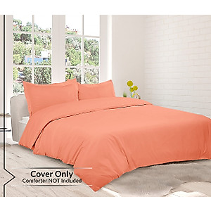 ROYALE LINENS Coral Duvet Cover King Size - 3 Piece Bedding Comforter Covers - Zipper Closure - 1 King Duvet Cover 104x90 inches and 2 Pillow Shams - No Comforter Included