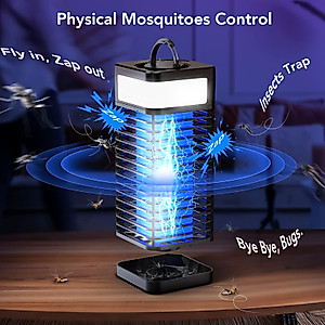 GKKOWN Bug Zapper Outdoor and Indoor, Mosquito Zapper, Fly Zapper, Electric Rechargeable Cordless Waterproof Mosquito Trap, Mosquito Killer Lamp for Home, Patio, Camping and RV, USB Battery Powered