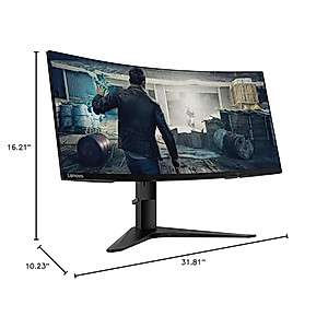 Lenovo G34w-10 34-Inch WQHD Curved Gaming Monitor, 21:9 Ultra-Wide, 3 Side NearEdgeless, AMD FreeSync, 144Hz, HDMI, DP, Adjustable Stand, VESA