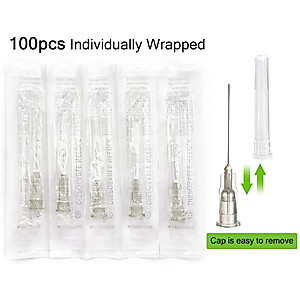 100Pack 27Ga 1 inch Needle Luer Lock Lab Dispensing Accessories for Measuring,Refilling Inks