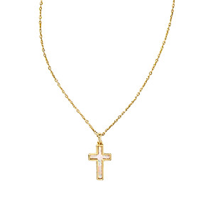 Kendra Scott Cross Pendant Necklace for Women, Fashion Jewelry, Gold-Plated, White Opal