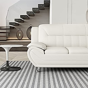 US Pride Furniture Michael Collection Modern Style Faux Leather Couch-Versatile 3 Seater Accent Piece for Living Room, Bedroom or Office-Comfortable Design and Elegant Look, 79" Sofa, Snowy White
