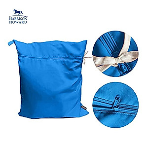 Harrison Howard Pet Washing Bag Dog Cat Horse Hair Laundry Bag for Rug Sheet Boots Pets Laundry Helper Jumbo 48L 78cm x 70cm True Blue