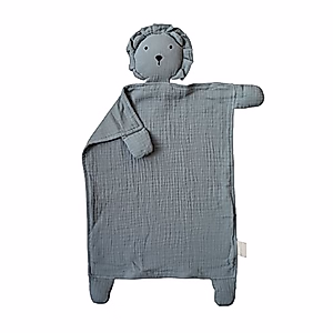 Marlowe & Co Organic Cotton Muslin Lion Lovey Blanket, Organic Cotton Muslin Lion Security Blanket (Sage)