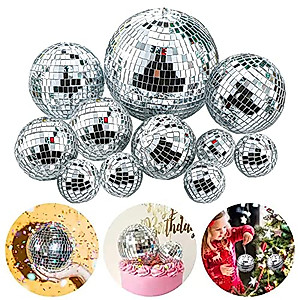 Newmemo 11pcs Disco Ball Cake Decoration Mirror Cake Topper 70's Disco Disco Ball Table Decorations Disco Ball Centerpiece Decor Dance Birthday 70s Theme Party