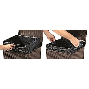 Keter Pacific 33 Gallon Resin Rattan Large Outdoor Trash Can with Lid – Perfect for Backyard Hosting, Patio and Kitchen Use, Brown