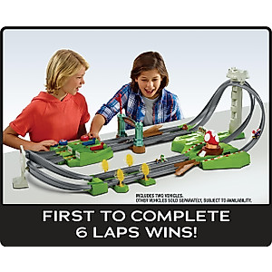 Hot Wheels Mario Kart Circuit Track Set & 2 Toy Vehicles, Racing Playset Includes Booster, Plus Mario & Yoshi Karts (Amazon Exclusive)