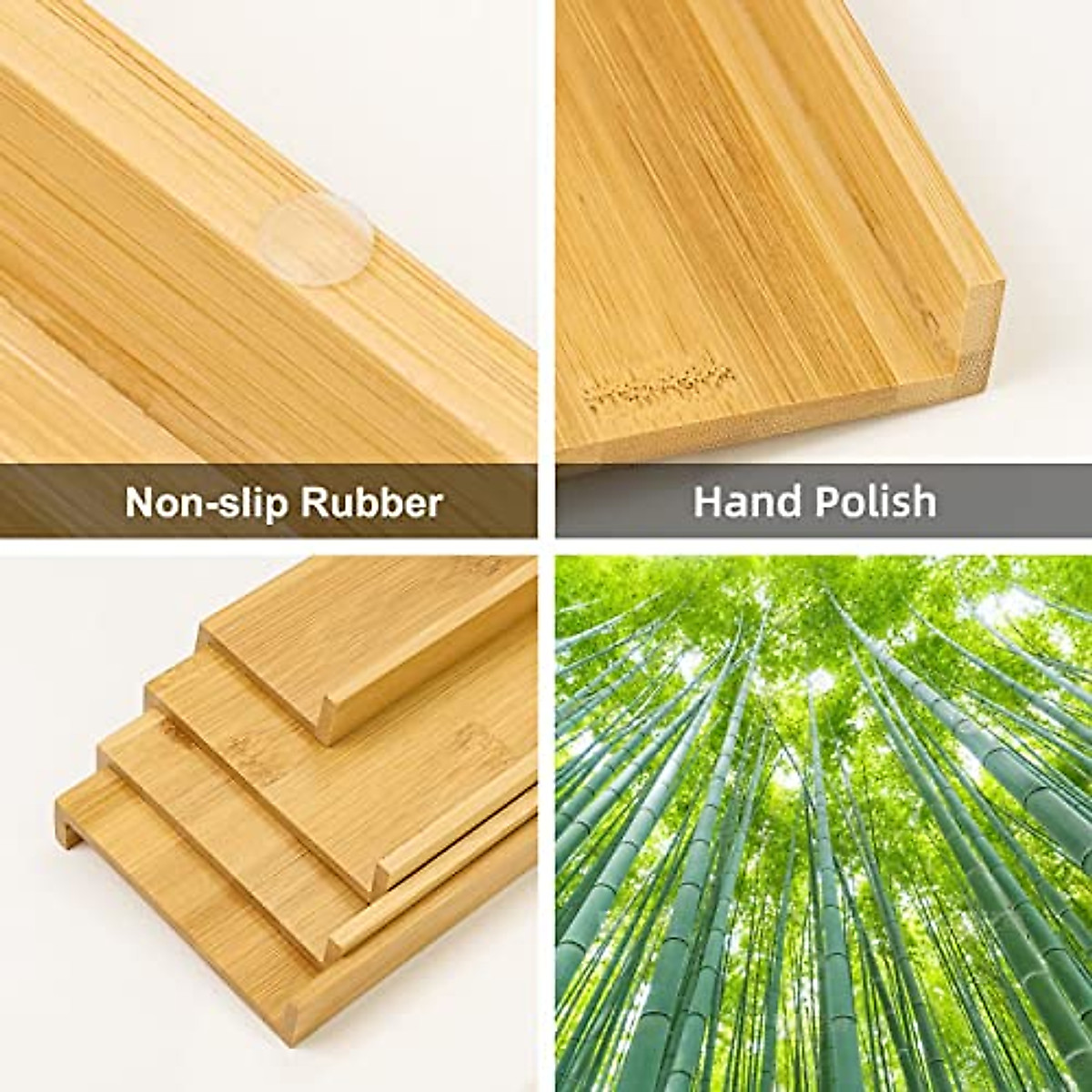 KitHero Spice Drawer Organizer with 24 Spice Jars and 216 Labels,Non-slip Rubber, Bamboo 4 Tier Spice Racks Tray Seasoning Containers for Kitchen Drawers,Cabinets,Countertops,13" Wide * 15.8" Deep