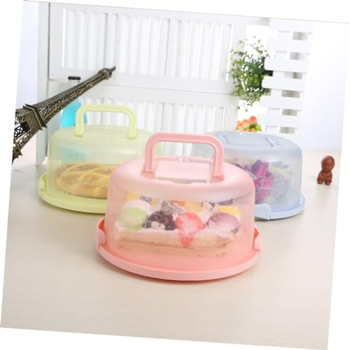 FELTECHELECTR Kitchen Cake Boxes with Lids Fridge Storage Organizer Food Storage Box with Handle