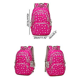 JiaYou School Backpack Dog Paw Prints Daypack For Teens Girls Primary School Students(Rose 3PCS,20L)