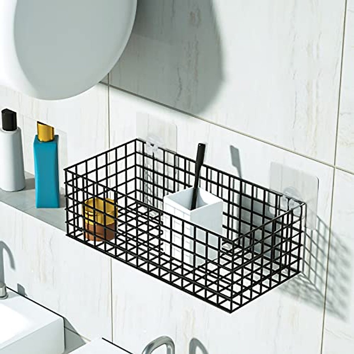 8 Pack Shower Caddy Adhesive Replacement, Adhesive Shower Hooks Strong Adhesive Wall Hooks Waterproof Adhesive Hooks for Shower Caddy, No Drilling