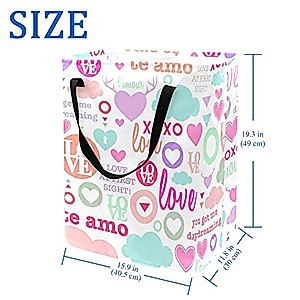 Cute Love Background Laundry Basket Collapsible Storage bin with Handles for Hamper,Kids Room,Toy Storage