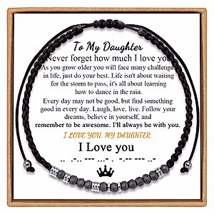 JoycuFF Inspirational Gifts for Girls Morse Code Bracelets for Women Unique Jewelry for Daughter Mom Dad Son Friendship Gift for Best Friends Mother's Day Graduation Adjustable Handmade,