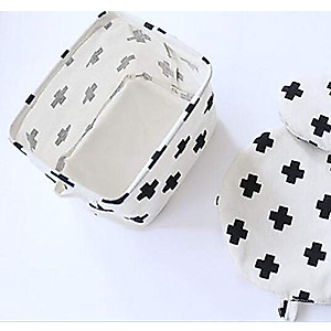 KRLIFCSL Storage Bins Foldable Geometric Storage Basket for Nursery, Kids Toys, Makeup, Small Items, Desktop Organization, Set of 4 (Black&White)