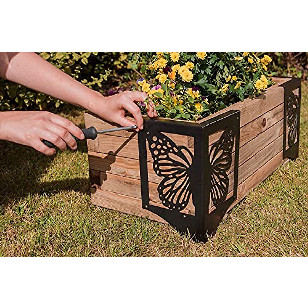 Raised Garden Bed Decorative Corner Bracket Connectors for Flower Beds, Vegetable Garden or Planter Box - Set of 4 for 8" to 12" Beds