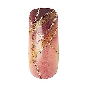 Gold Finger False Nails Gel Glam Full Cover Nails, Long Length