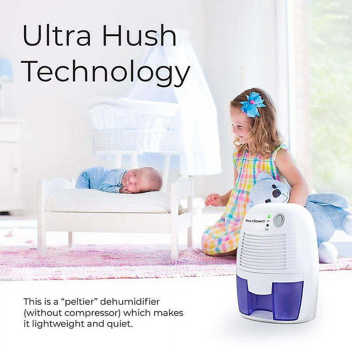 Pohl Schmitt Electric Dehumidifiers for Home, 2200 Cubic Feet (225 sq ft) Portable Compact 17 oz Capacity Mini Quiet Dehumidifier for Bedroom, Bathroom, RV, Laundry Room or Closet White