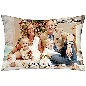 OARSE Customized Pillow Cover with Picture Name Printed Pillows Using Your Own Photos Throw Pillowcase Personalized Valentines Christmas House Warming Gifts - Insert Optional