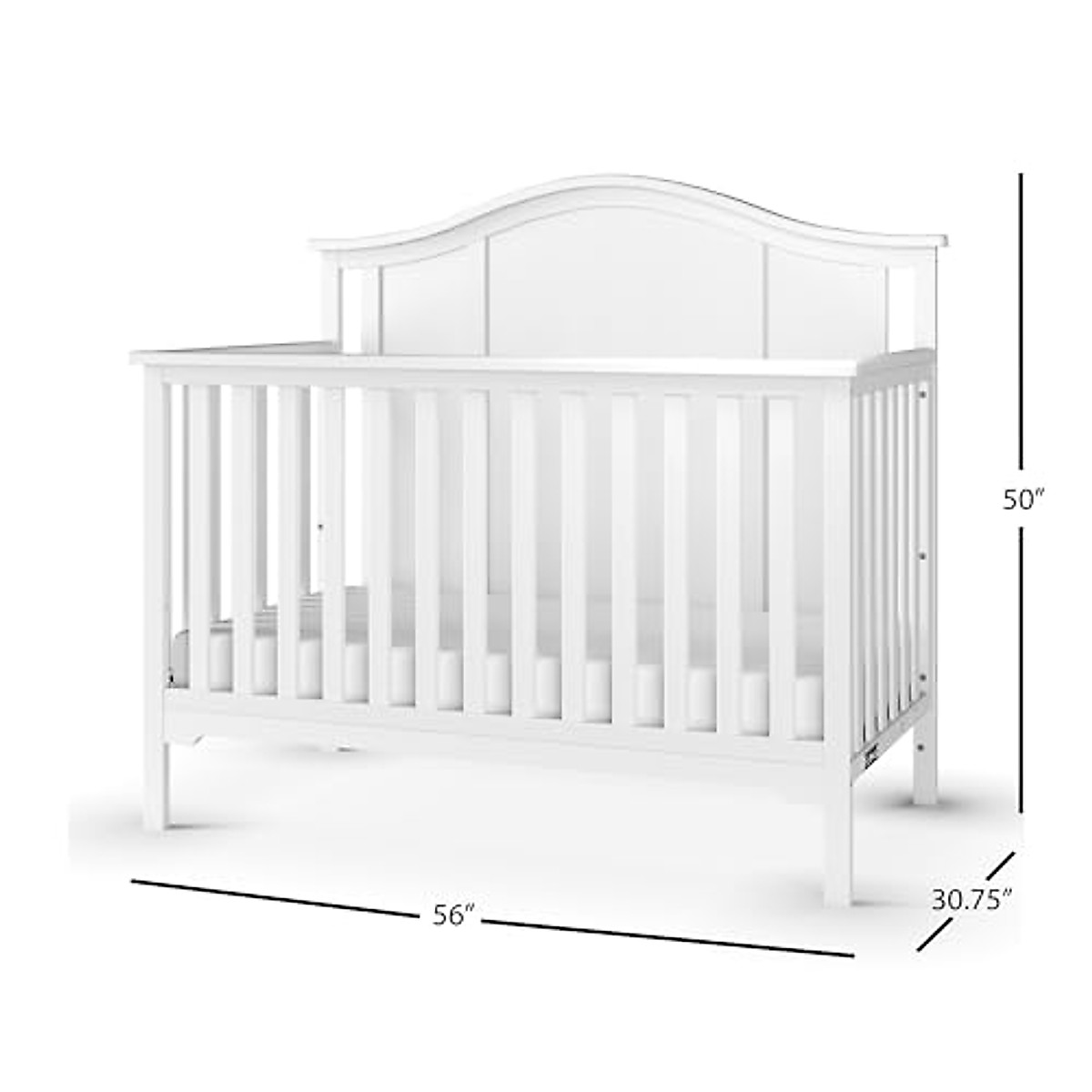 Child Craft Cottage Arch Top 4-in-1 Convertible Crib, Baby Crib Converts to Day Bed, Toddler Bed and Full Size Bed, 3 Adjustable Mattress Positions, Non-Toxic, Baby Safe Finish (Matte White)