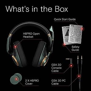 EPOS H6Pro - Open Acoustic Gaming Headset with Mic - Lightweight Headband - Comfortable & Durable Design - Xbox Headset - PS4 Headset - PS5 Headset - PC/Windows Headset - Gaming Accessories (Green)