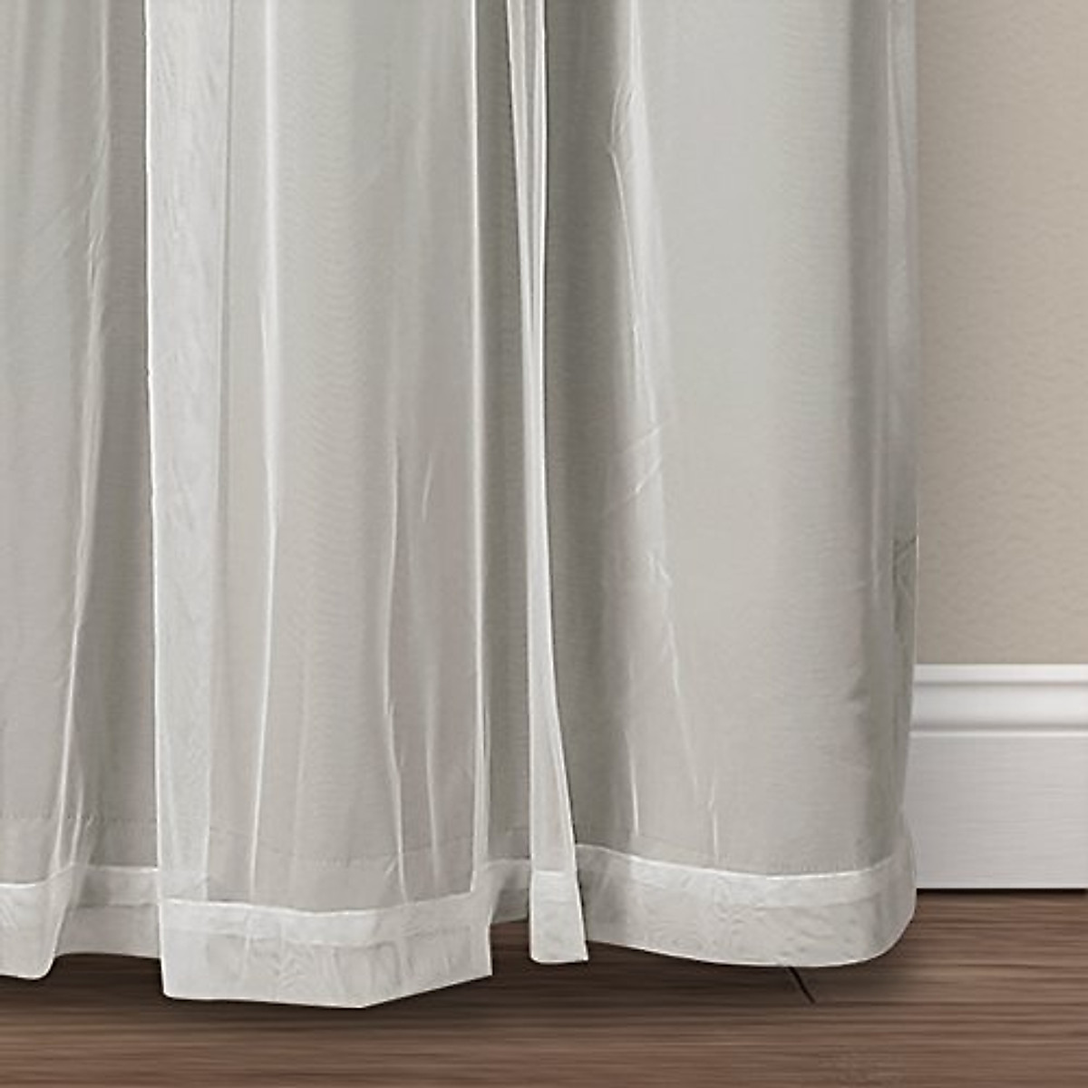 Lush Decor Sheer Grommet Curtains Panel with Insulated Blackout Lining, Room Darkening Window Curtain Set (Pair), 38"W x 84"L, Light Gray