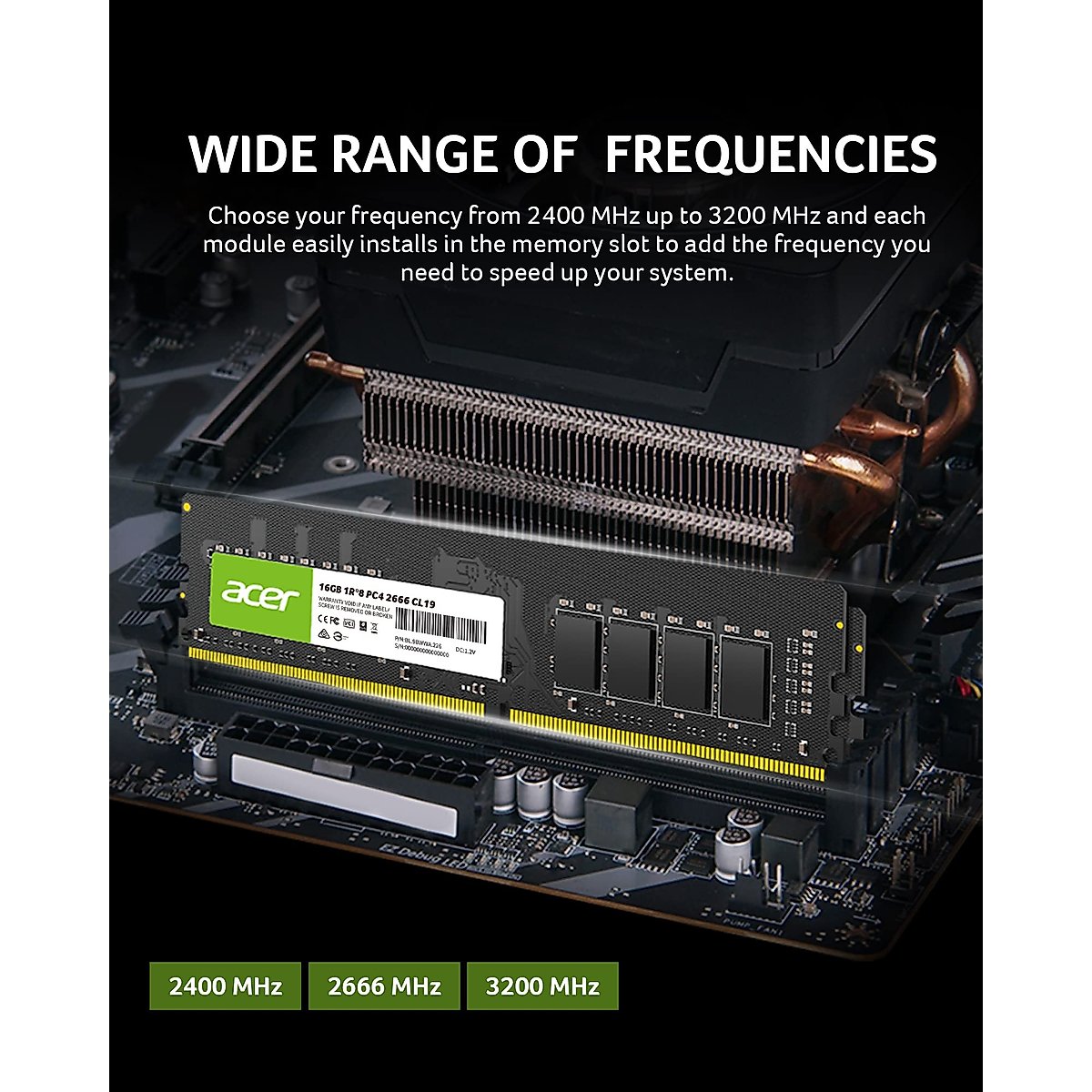 Acer UD100 16GB Single RAM 2666 MHz DDR4 CL19 1.2V Desktop Computer Memory - BL.9BWWA.226