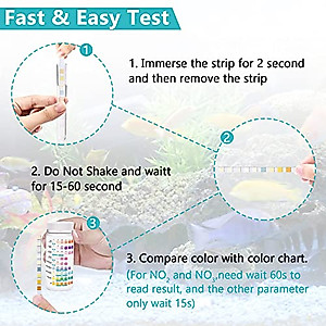 9 in 1 Aquarium Water Test Kit, 100 Strips Aquarium Test Strips Freshwater Saltwater Aquarium Test Kit Easy Accurate to Monitor Aquarium Fish Tank Water for Copper, pH, Nitrite,Nitrate and Mor