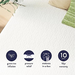 Best Price Mattress 14" Signature Green Tea Memory Foam Mattress, Twin, White