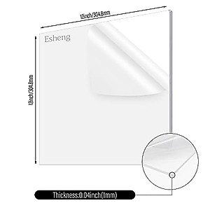 Esheng Clear Acrylic Sheet Cast Plexiglass 12"×12"Square Panel 1/25"(1mm) Thick,Laser Engraved Plastic Sheet,Easy to Cut,With Double-Sided Protective Film for Signs, DIY Display Projects, Craft,2Piece
