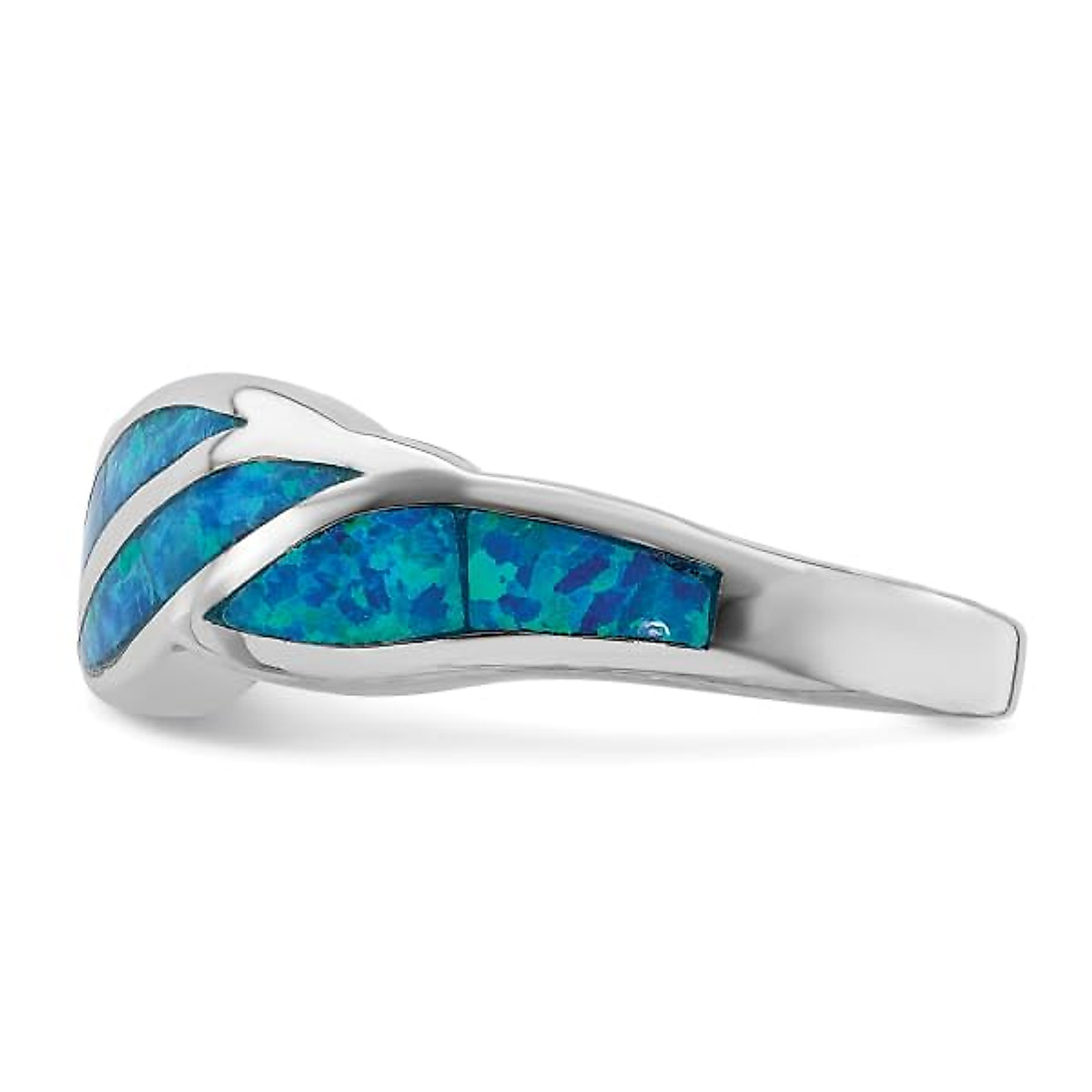 IceCarats 925 Sterling Silver Created Blue Opal Ring October Birthstone Jewelry Size 6