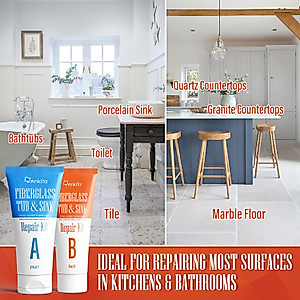 Fiberglass Tub Repair Kit(Color Match), Fiberglass Shower and Acrylic Bathtub Repair Kit for Scratches, Cracks, Chips, Holes on Porcelain, Enamel, Tub, Tile, Sink, Fix Chipped Almond Fiberglass Tub