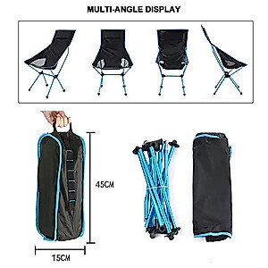 YWHWXB Portable Camping Chair,Compact Ultralight High Back Moon Chairs with Carry Bag for Hiking Festival Travel Beach Fishing Backpacking