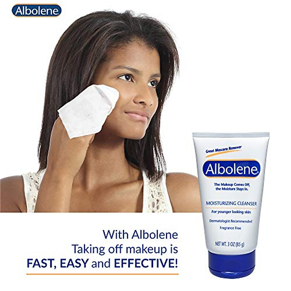 Albolene Face Moisturizer and Makeup Remover, Facial Cleanser and Cleansing Balm, Fragrance Free Cream, 3 Fl Oz (3 Pack)