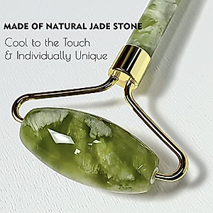 Face Roller Natural Jade Roller For Face - Gua Sha Facial Tool - Aging Wrinkles,Puffiness Facial Skin Care Product Massager - Premium Authentic Jade Stone (Jade Roller+Gua Sha)