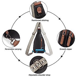 CLUCI Sling Bag for Women Leather Cross body Bag Large Sling Backpack Chest Bag Daypack for Travel Hiking