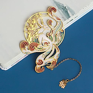 Bookmark Fox Animal Marker Bookmark of Pages Book Clip with Pendant Pagination Mark Metal Chinese Style 1Piece