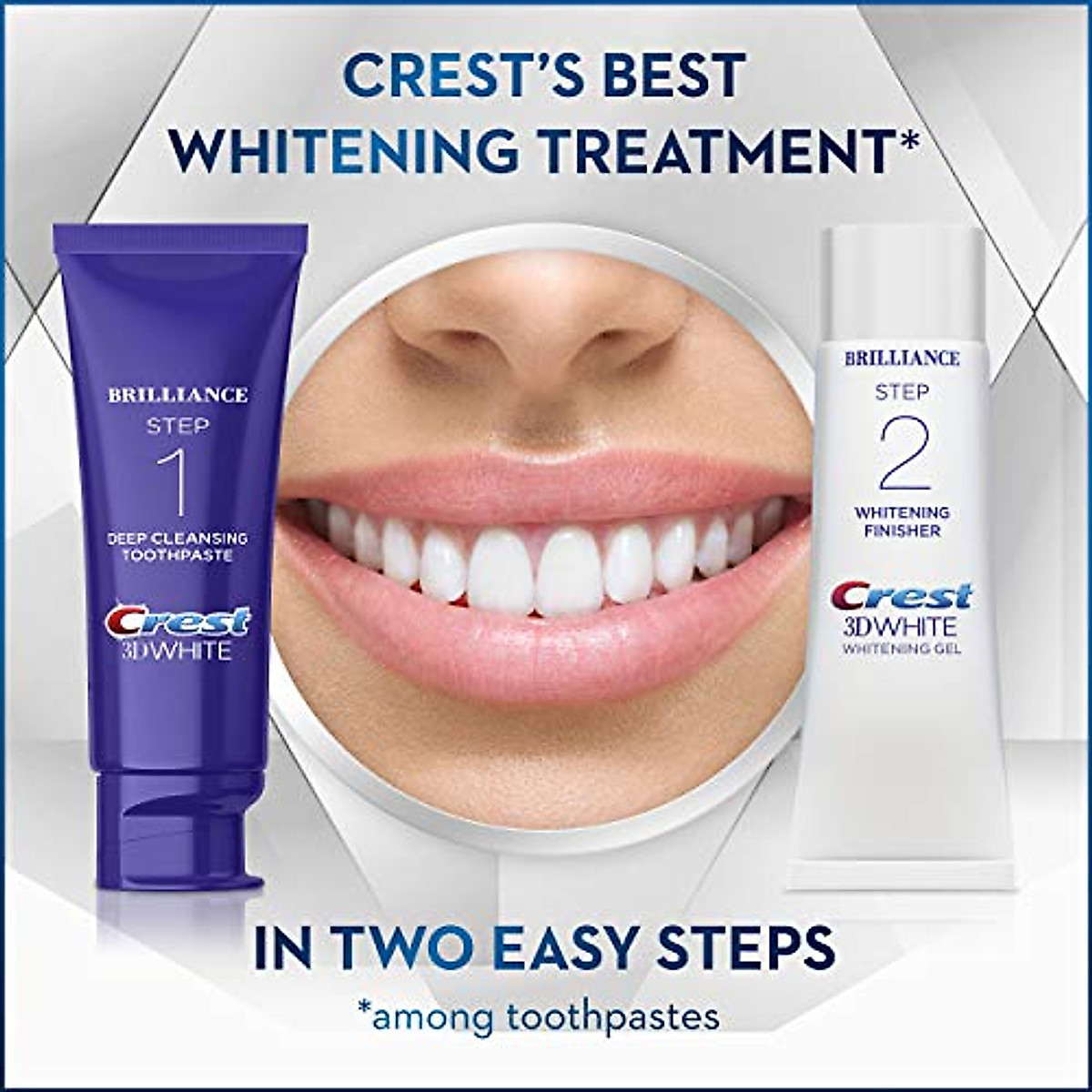 Crest 3D White Brilliance 2 Step Kit, Deep Clean Toothpaste (4oz) + Teeth Whitening Gel (2.3oz)
