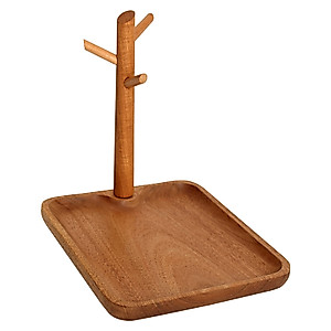 Key Bowl for Entryway Table, Wooden Valet Tray Organizer, Perfume Tray for Dresser, 3 Tiers Wood Rack for Keys, Rings, Wallet, Jewelry, Phone and More