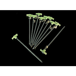 SE 10-1/2" Metal Tent Pegs with Glow-in-the-Dark Stoppers (10-Pack) - 910NRC10