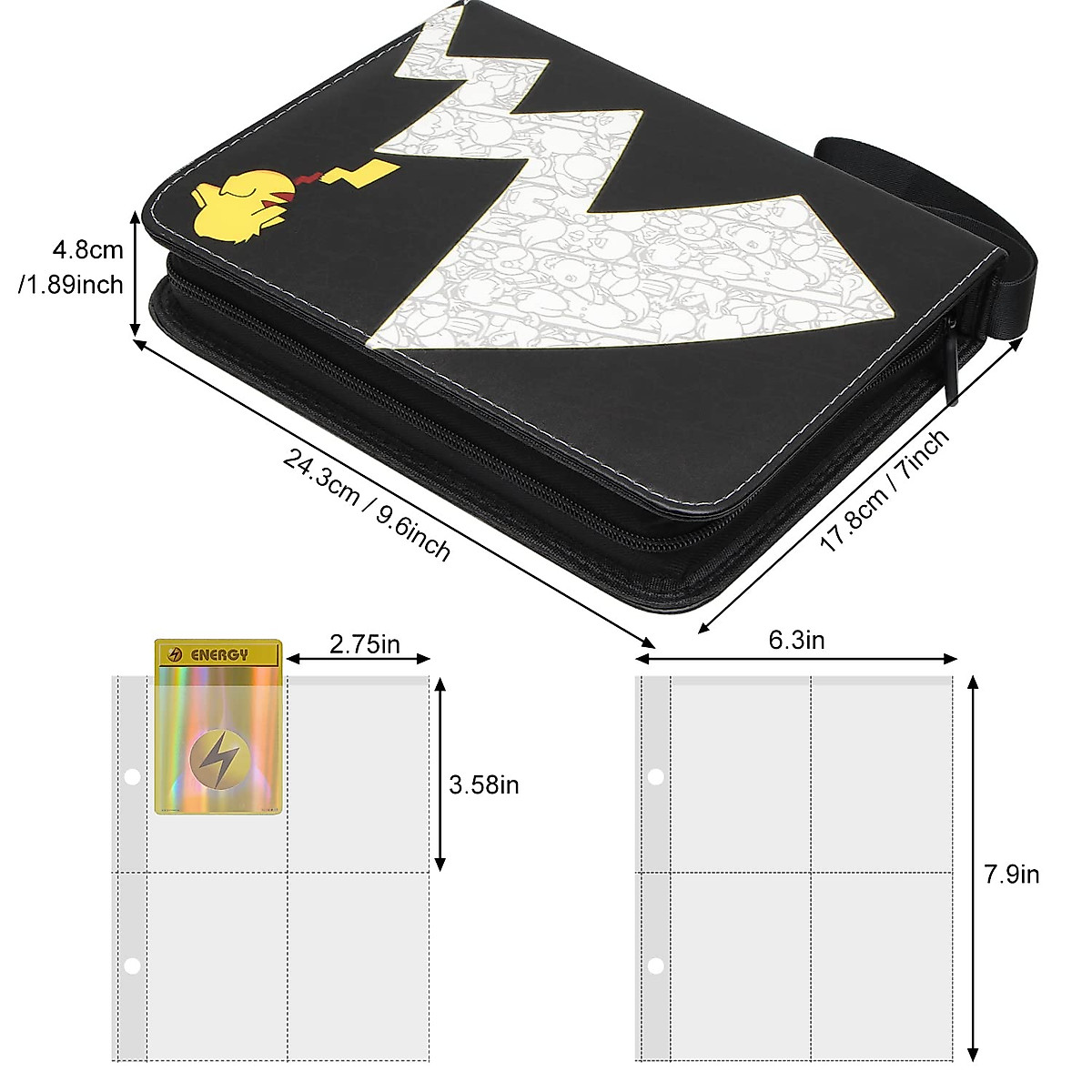 Grehge ing Cards Binder for PTCG Cards - Holder Books Case Folder Album with Sleeves - Gifts for Boys & Girl (Jumping)