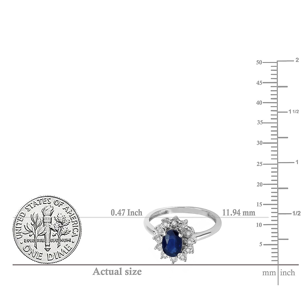 Dazzlingrock Collection 7x5mm Oval Blue Sapphire & Round White Diamond Halo Style Engagement Ring For Women in 10K Solid White Gold Size 7