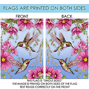 Toland Home Garden 117158 Hummingbirds with Pink Hummingbird Flag 12x18 Inch Double Sided Hummingbird Garden Flag for Outdoor House Bird Flag Yard Decoration