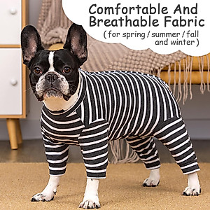 Paipeper Dog Surgery Recovery Suit for Female Male Puppy,Dog Bodysuit Long Sleeve Prevent Shedding and Licking Wound,Dog Pajamas,E-Collar Cone Alternative(Black White stripe-2xl)