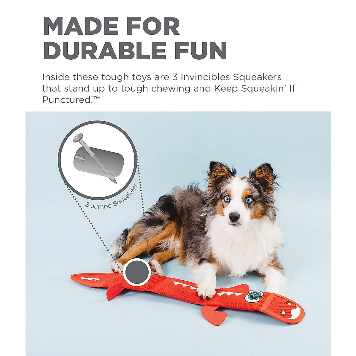 Outward Hound Fire Biterz Dragon Plush Firehose Material Interactive Dog Toy, Large