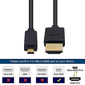 Duttek Micro HDMI to HDMI Cable, HDMI to Micro HDMI Cable, Extreme Slim Micro HDMI Male to HDMI Male Cable Support 1080P, 4K, 3D for GoPro Hero 8/7 Black,Sony A6500/A7,Canon Camera,etc(30cm/1feet)