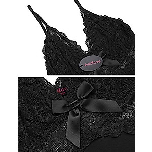 Avidlove Women Lingerie Sexy Chemise Nightgown Lace Babydoll Full Slip Dress Sleepwear Black Large